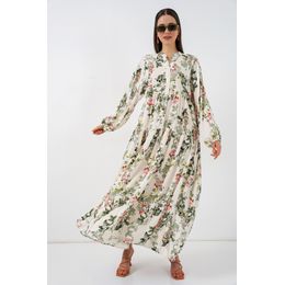 Gemustertes V-Ausschnitt Maxikleid