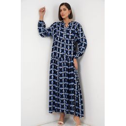 Gemustertes V-Ausschnitt Maxikleid