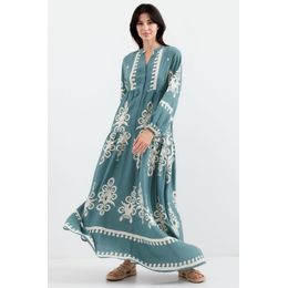 Gemustertes V-Ausschnitt Maxikleid