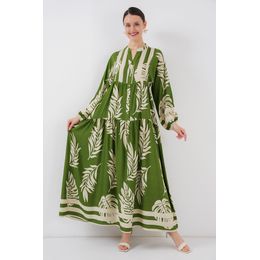 Gemustertes V-Ausschnitt Maxikleid