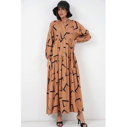 Gemustertes V-Ausschnitt Maxikleid