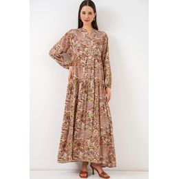 Gemustertes V-Ausschnitt Maxikleid