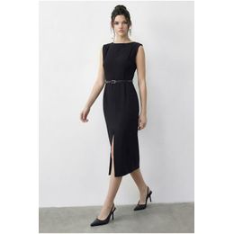 Tailliertes Midi-Bleistiftkleid mit Bootsausschnitt