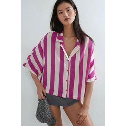 Relaxed Fit Gestreiftes Button-Up Hemd