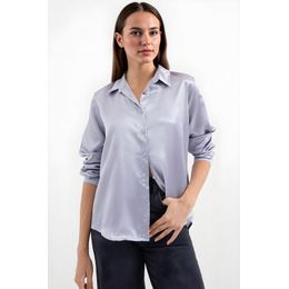 Satin Langarm-Hemd mit Knopfleiste
