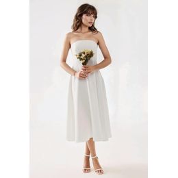 Tr&auml;gerloses Midi A-Linien Kleid