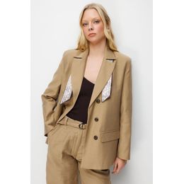Leinen Blazerjacke mit Schal-Detail