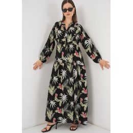 Muster Maxi-Kleid mit V-Ausschnitt
