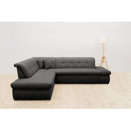 Ecksofa DOMO collection "MORIC 273x216 cm, L-Form, auch in Cord", grau, B:273cm H:80cm T:216cm, 100% Polyester, Sofas, Ecksofa, wahlweise mit Bettfunktion und Armlehnenverstellung, auch in Cord