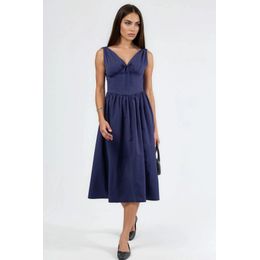 V-Ausschnitt Midi-Kleid mit Schleifendetail