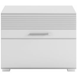 Sitzbank Home Affaire "Malm&ouml;, Breite 60 cm, 1 T&uuml;r, 2 F&auml;cher, hochwertige MDF Front", wei&szlig; (wei&szlig; nb, wei&szlig; hochglanz tz), B:60cm H:47cm T:37cm, FSC-zertifizierter Holzwerkstoff, Sitzb&auml;nke, Sitzbank, Rillenfr&auml;sung, Bank, Schuhbank, Garderobenbank, Dielenbank
