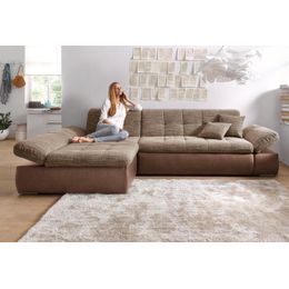 Ecksofa DOMO collection "MORIC 300x172 cm, XXL-Sofa mit viel Platz, L-Form, auch in Cord", bunt (beige, braun), B:300cm H:80cm T:172cm, Kunstleder SOFTLUX / Struktur (90% Polyester/ 10% Polyacryl);Microfaser PRIMABELLE (100% Polyester)/ Struktur (90% Polyester/ 10% Polyacryl), Sofas, Ecksofa, wahlweise mit Bettfunktion und Armteilverstellung, beige-braun
