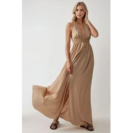 V-Ausschnitt A-Linie Maxi-Kleid