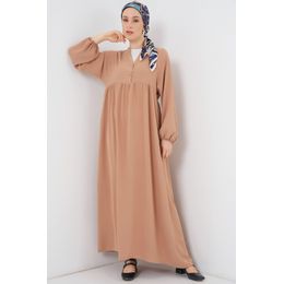 V-Ausschnitt Knopf Maxi-Kleid
