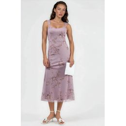 Blumen-Midi-Kleid mit Herzkragen