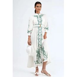 Blumenmuster Midi Hemdblusenkleid mit G&uuml;rtel