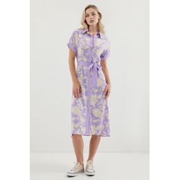 Bl&uuml;hendes Midi-Kleid mit Schleife