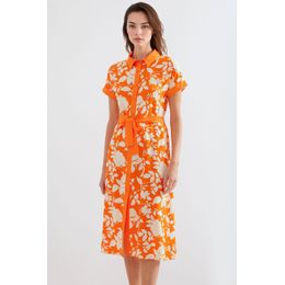 Bl&uuml;hendes Midi-Kleid mit Schleife