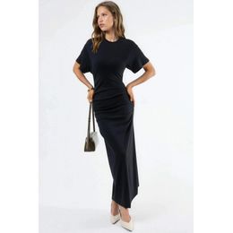 Einfarbiges Bodycon-Midikleid mit Rundhalsausschnitt