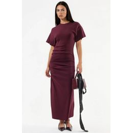Einfarbiges Bodycon-Midikleid mit Rundhalsausschnitt