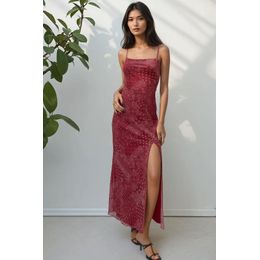 Druckiertes Midi-Kleid mit quadratischem Ausschnitt