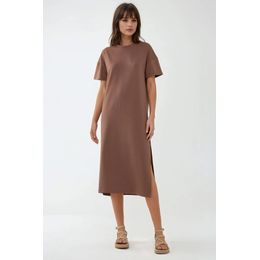 Entspannt geschnittenes Midikleid mit Rundhalsausschnitt