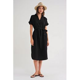 Gekn&ouml;pftes Midi-Kleid mit kurzen &Auml;rmeln