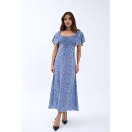 Gemustertes Midikleid mit Bindeband-Detail