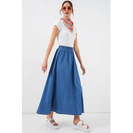 Hochtaillierter A-Linien Denim Maxirock