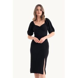 Herzchen-Ausschnitt Midi-Kleid mit seitlicher Schlitze