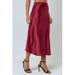 Hochtaillierter Satin-Midi-Rock