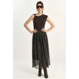 Hochtaillierter abstrakter Chiffon-Maxi-Rock