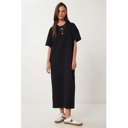 Midi Baumwollkleid mit Schlitz