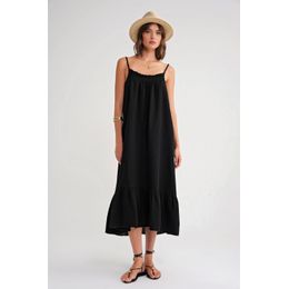 Midi-Musselin-Kleid mit Volantdetails