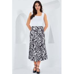 Satin A-Linie Midi-Rock mit elastischem Bund