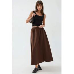 Elastischer Taillenslip Midi-Rock mit Taschen