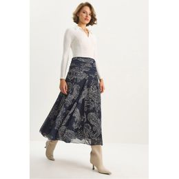 Hoch taillierter Midi-Rock mit ethnischem Print