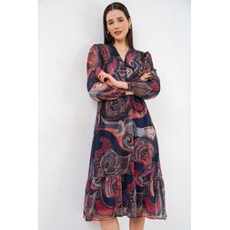 V-Ausschnitt Midi-Kleid mit Knopfverschluss