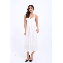 &Auml;rmelloses Midikleid mit V-Ausschnitt und Drapierung