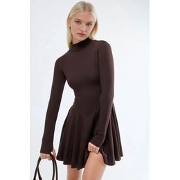 Mini-Rollkragen-Jersey-Kleid