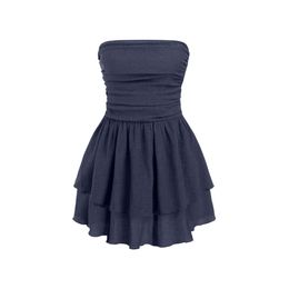 Tr&auml;gerloses strukturiertes R&uuml;schenshortkleid