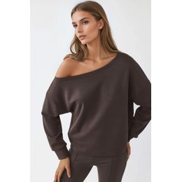 Asymmetrischer Kragen Relaxed Fit Sweatshirt