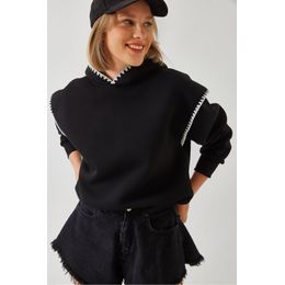 Kapuzensweatshirt mit Spitzendetails und lockerer Passform