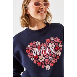 Bedruckter Baumwoll-Rundhals-Sweatshirt