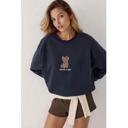 Bestickter Rundhalsausschnitt Sweatshirt