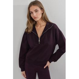 L&auml;ssig geschnittenes Sweatshirt mit Rei&szlig;verschlusskragen