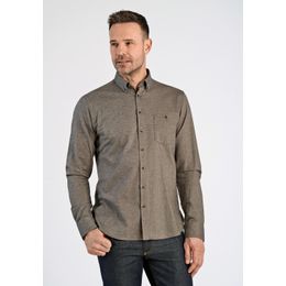 JACK'S INN 54 Langarmhemd JACK&rsquo;S "Freizeithemd (Langarm) Regular Fit", Herren, Gr. L, Normalgr&ouml;&szlig;en, braun (mid braun mel), Obermaterial: 100% Baumwolle, Hemden