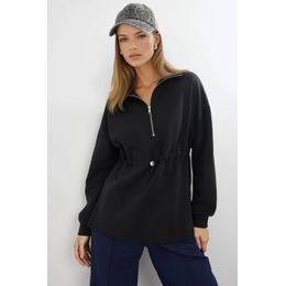 Rei&szlig;verschlusskragen Sweatshirt mit verstellbarem Bund