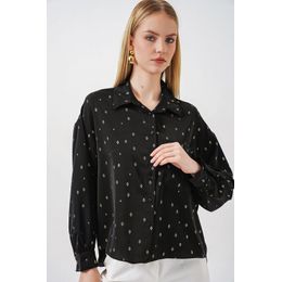 &Uuml;bergro&szlig;es Langarmshirt mit Druck und Tasche