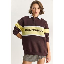 &Uuml;bergro&szlig;er bedruckter Polo-Kragen-Sweatshirt